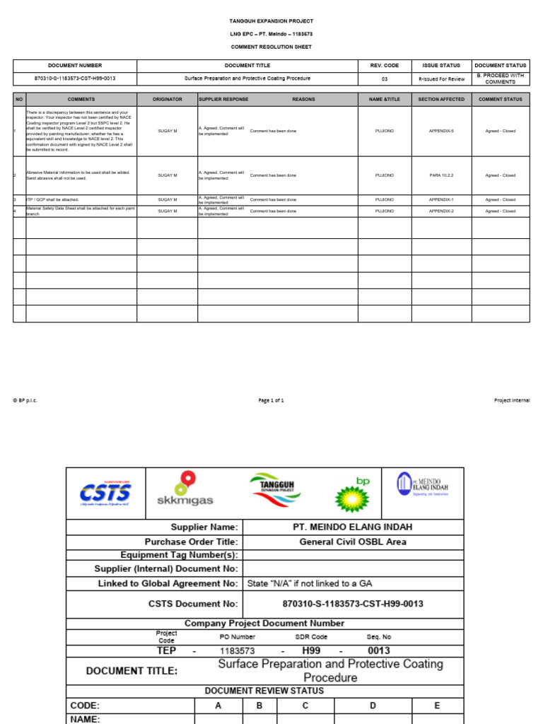 Surface Preparation and Protective Coating Procedure (R03) Civil | PDF ...
