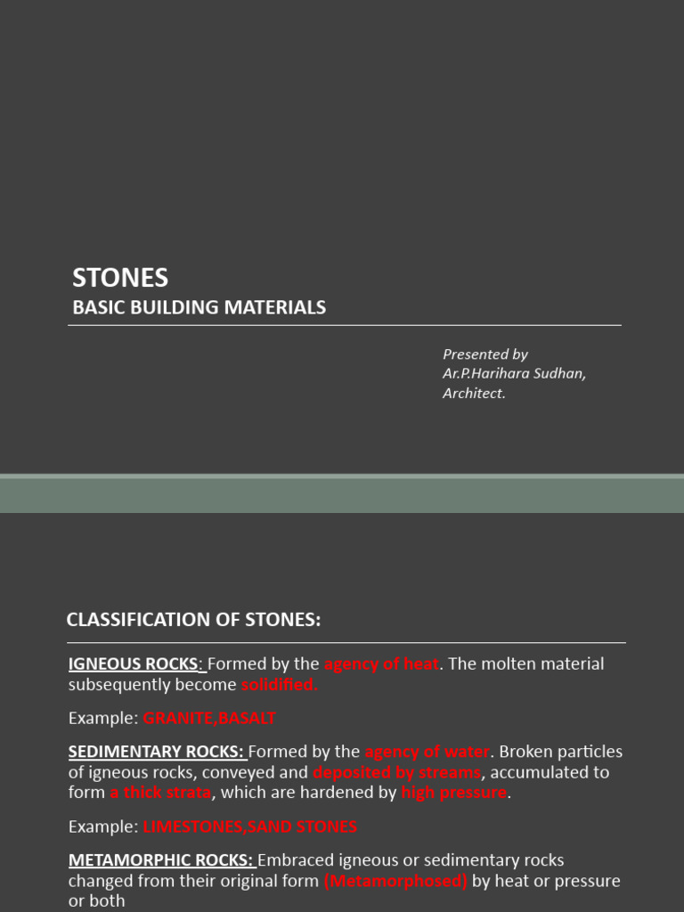 Basic Building Materials - STONE | PDF | Rock (Geology) | Masonry