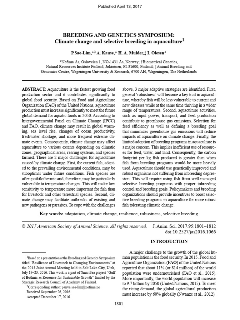 Saelim Jas 2 2017 | PDF | Selective Breeding | Aquaculture