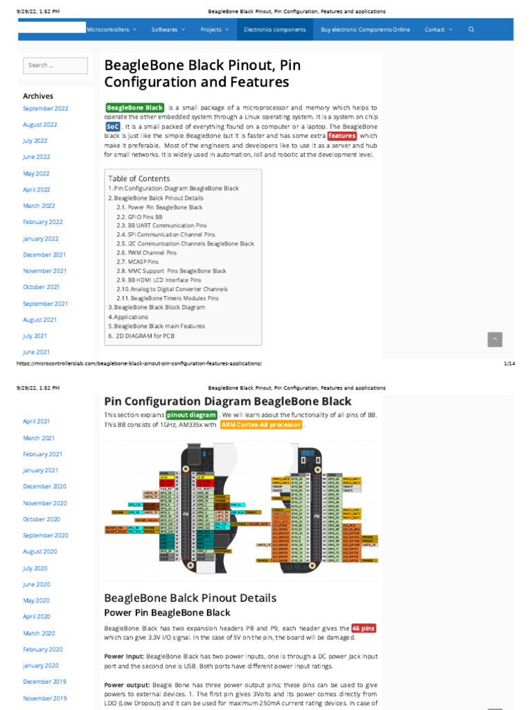 BeagleBone Black Pinout, Pin Configuration, Features and applications ...