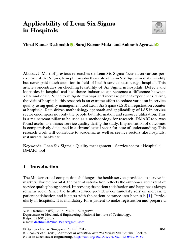 Lean Six Sigma in Hospital | PDF | Six Sigma | Lean Manufacturing