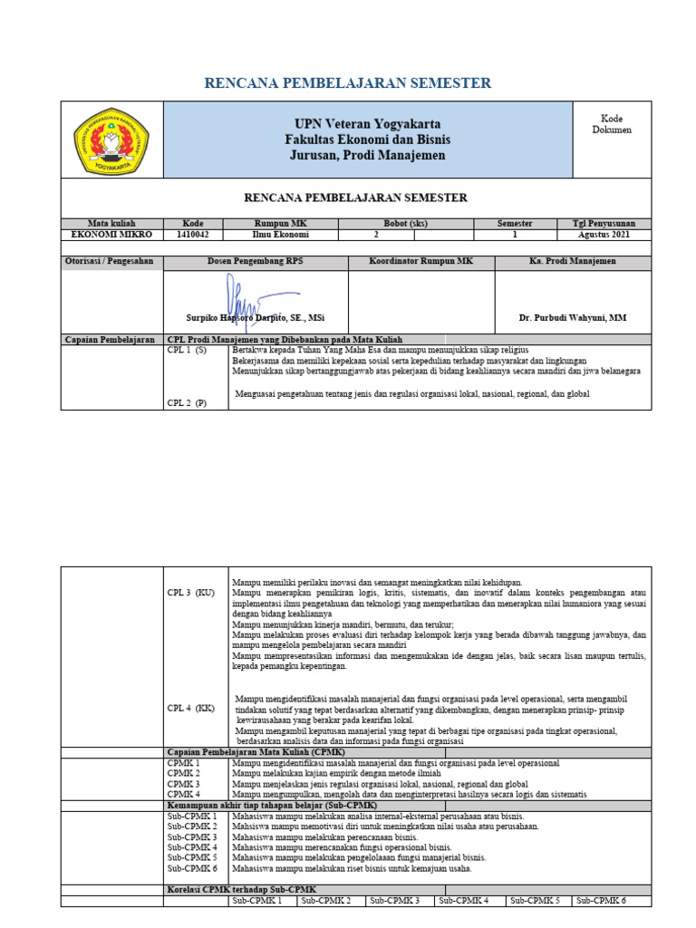 RPS Ekonomi Mikro 2021 | PDF