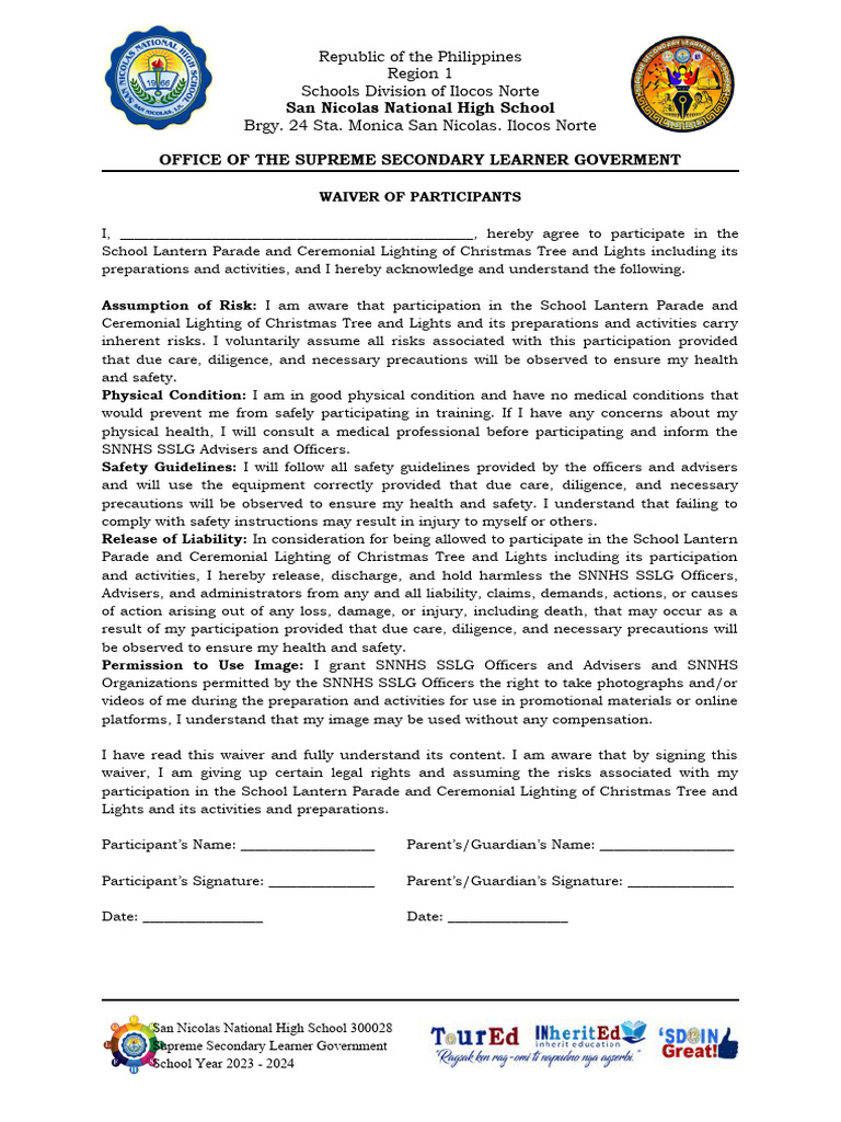 Parada Waiver Xmas 1 | PDF | Safety
