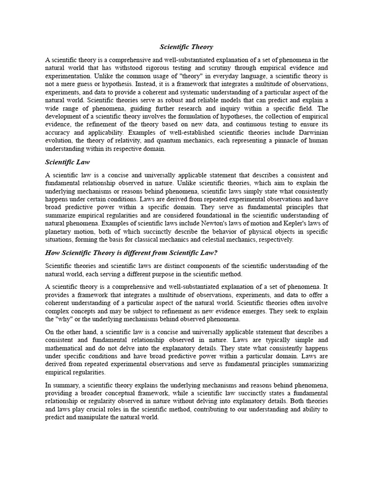 Differences Between Scientific Theories and Laws | PDF | Science ...