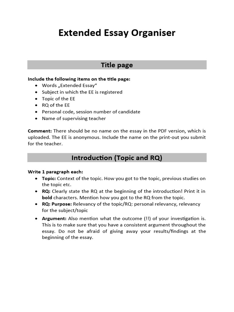 Extended Essay Structure Guide | PDF | Essays | Evaluation
