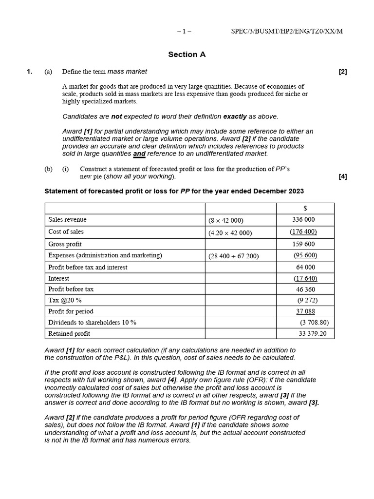BM Paper 2 - Markscheme | PDF | Pricing | Market Segmentation