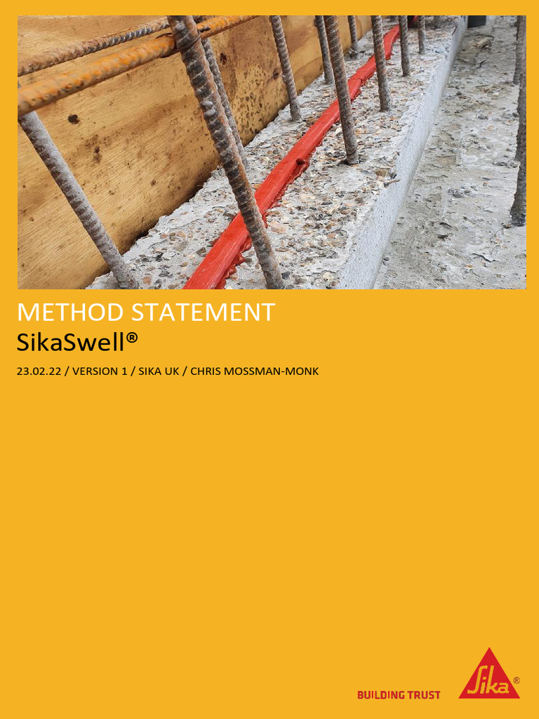 Sikaswell Method Statement V2 | PDF | Concrete | Personal Protective ...