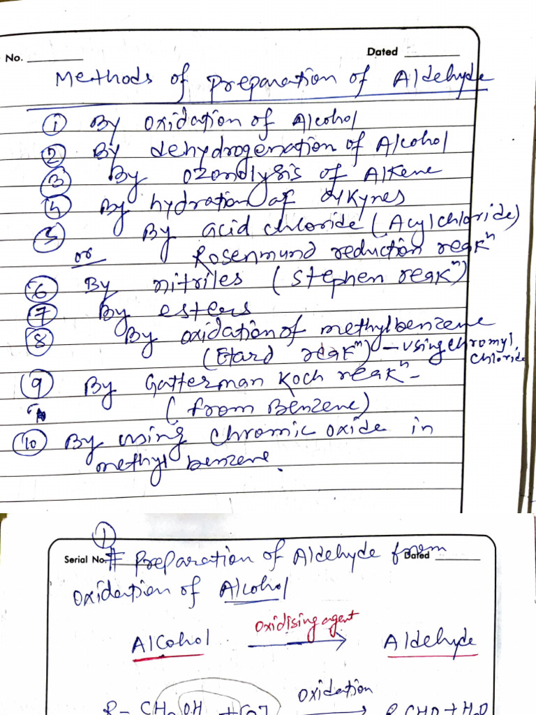 Class 12, Preparation of Aldehyde and Ketone | PDF | Chemical Compounds ...