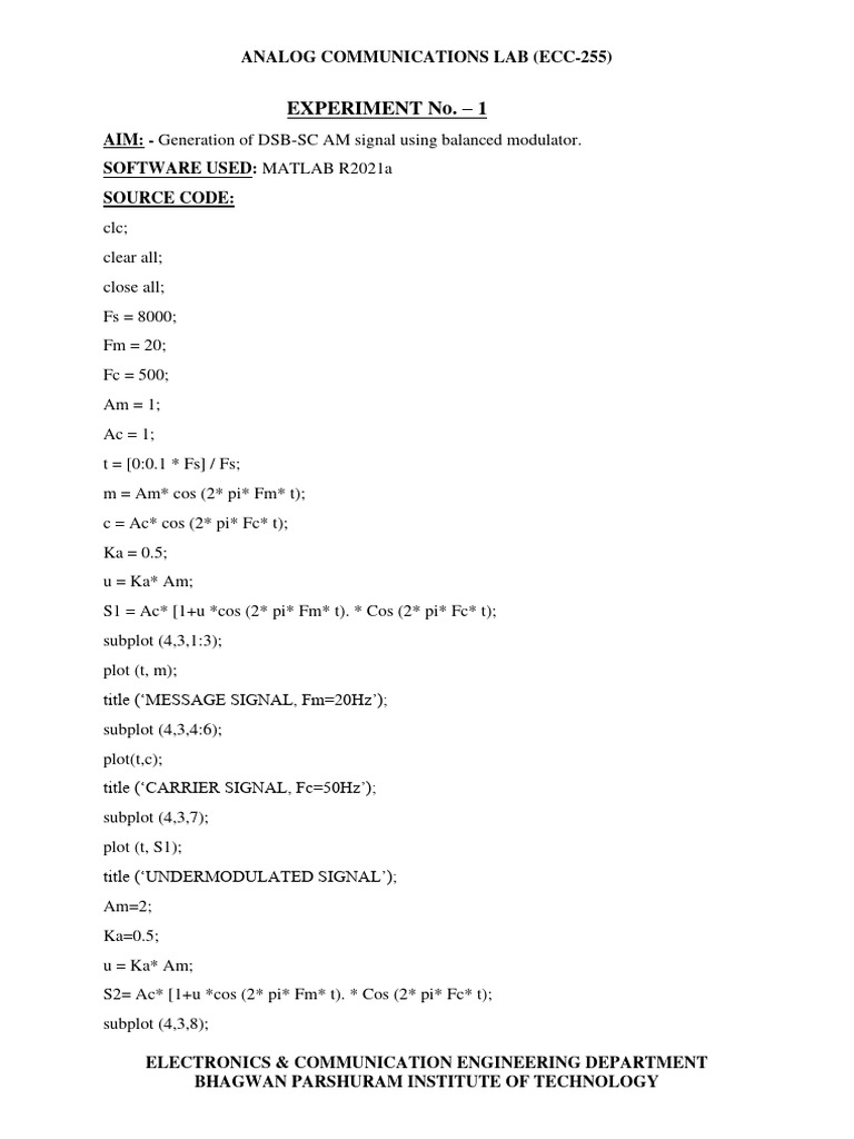 Lab File | PDF | Frequency Modulation | Modulation