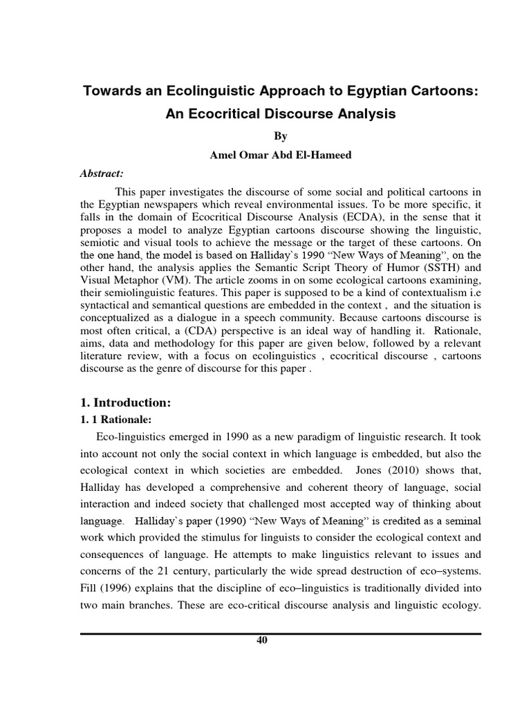 Amel Omar Abdel Hameed Youssef - Ecolinguistic Approach | PDF ...
