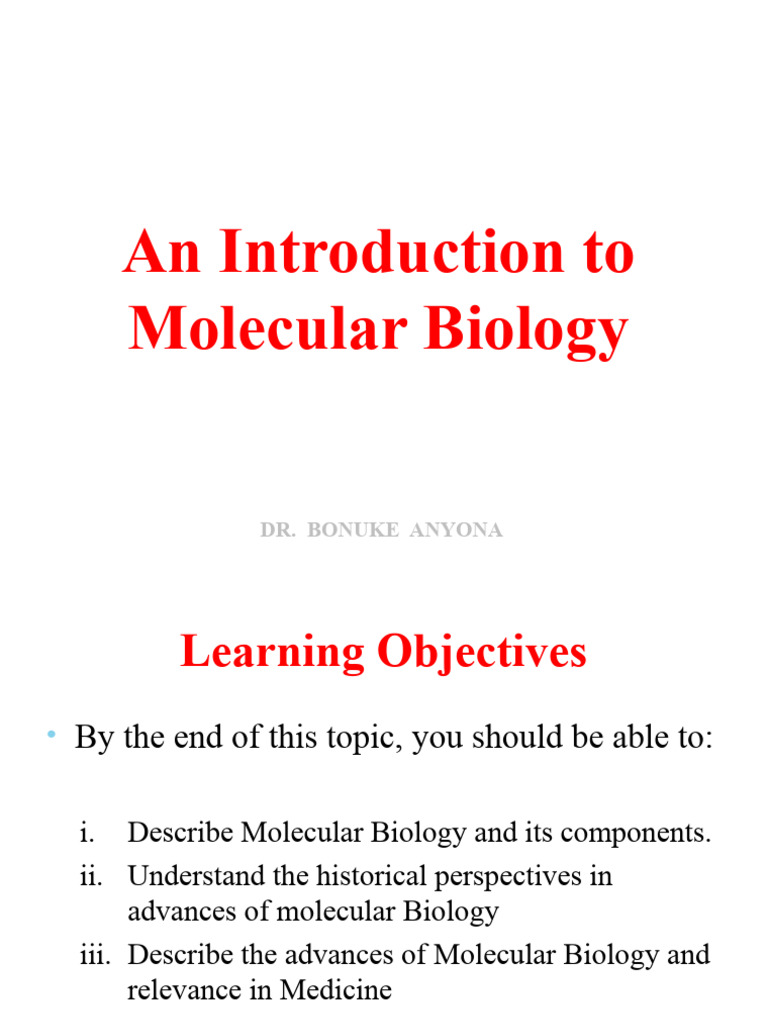 Lecture 2 - Introduction To Molecular Biology | PDF | Molecular Biology ...