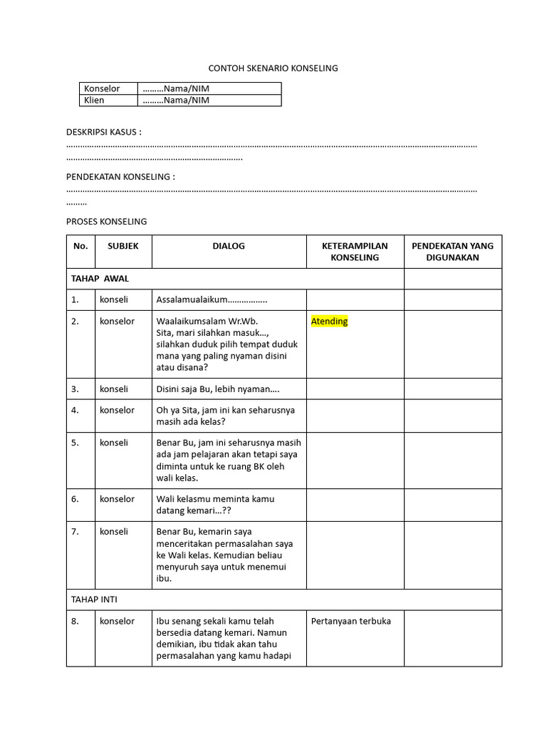 Contoh Skenario Konseling-2023 | PDF