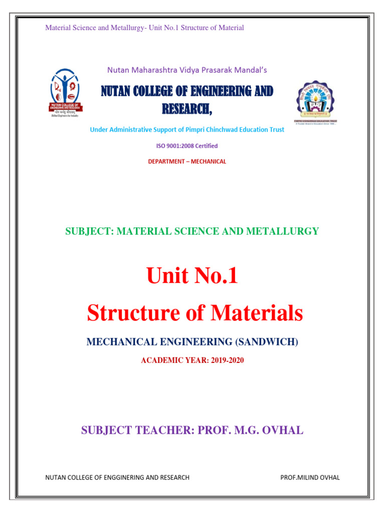 MSM - Unit No. 1 Notes | Download Free PDF | Plasticity (Physics ...