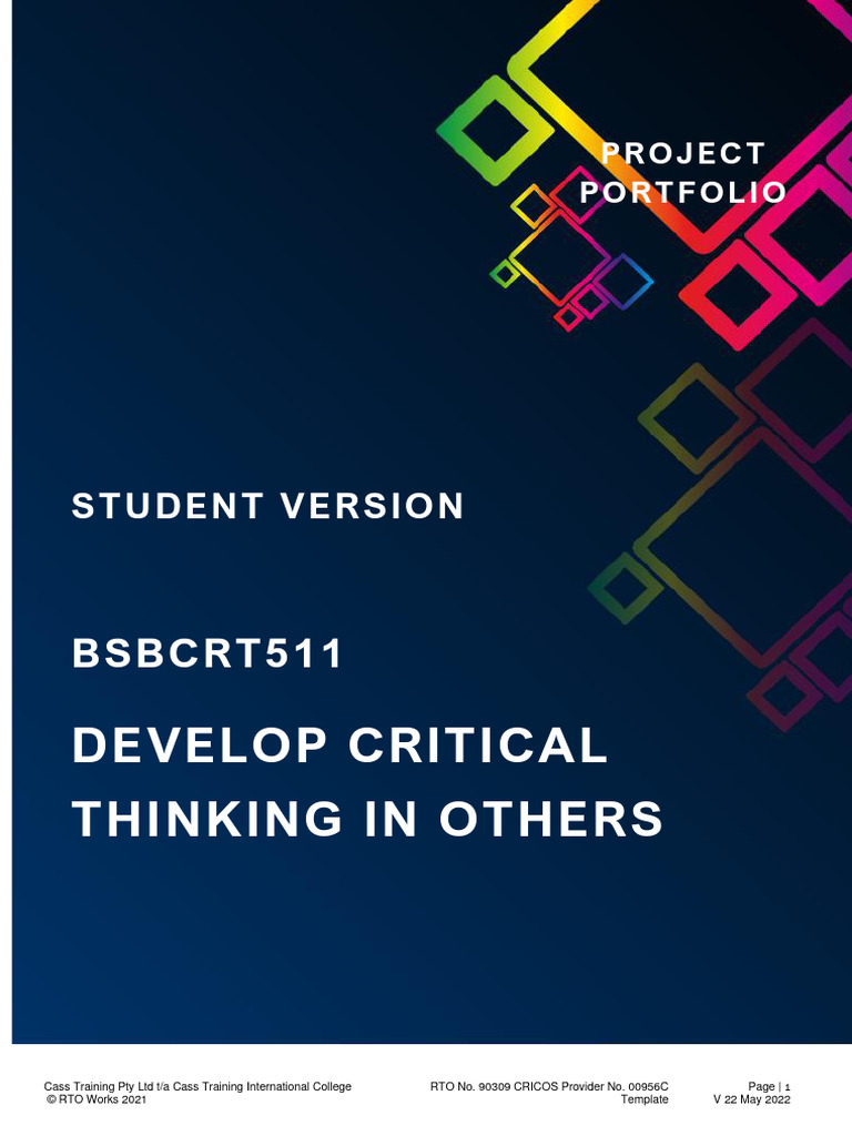 BSBCRT511 Project Portfolio Task 2.1 | PDF | Thought | Critical Thinking