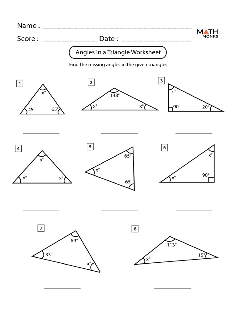 Finding Missing Angles in Triangles Worksheet | PDF