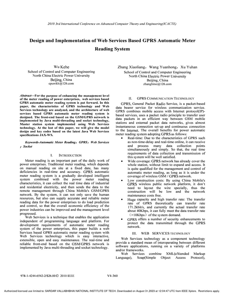 Design and Implementation of Web Services Based GPRS Automatic Meter ... Design and Implementation of Web Services Based GPRS Automatic Meter ...