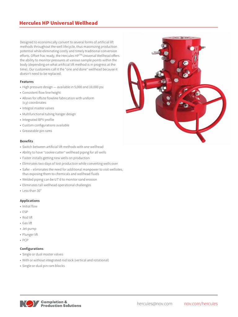 Hercules HP Universal Wellhead Data Sheet | PDF