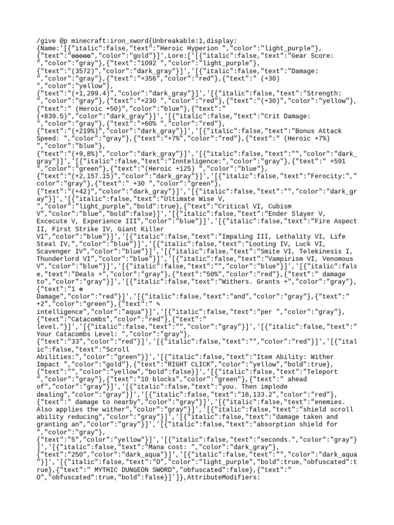 Hypixel Minecraft Hyperion Command | PDF