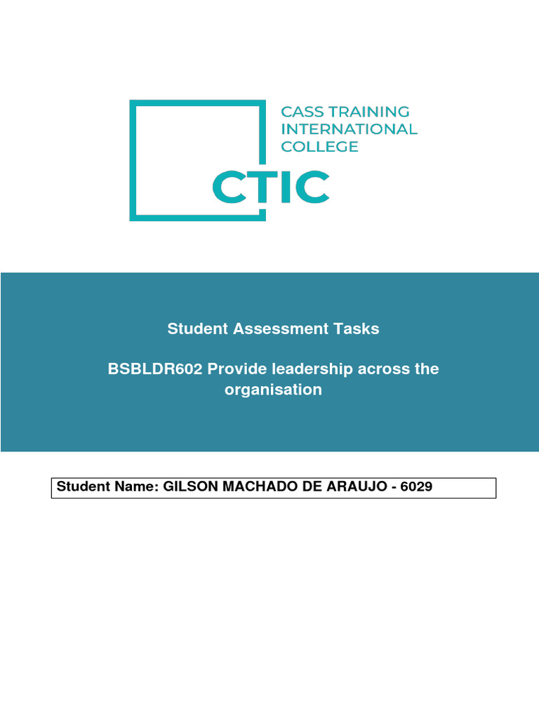 BSBLDR602 Assessment Task 2 | PDF | Strategic Planning | Risk