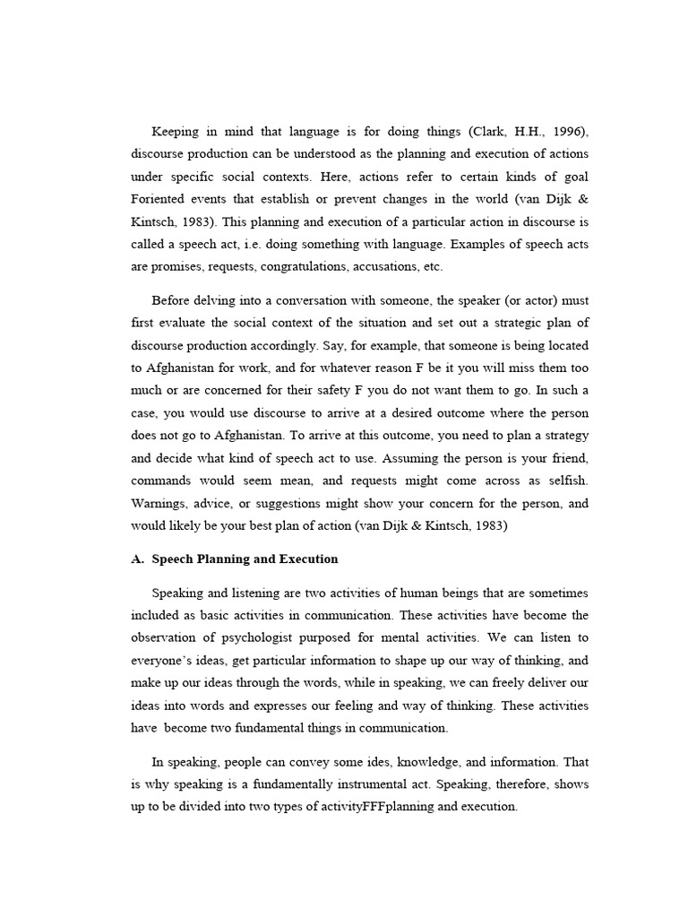 Speech Act Planning and Execution | PDF | Speech | Sentence (Linguistics)
