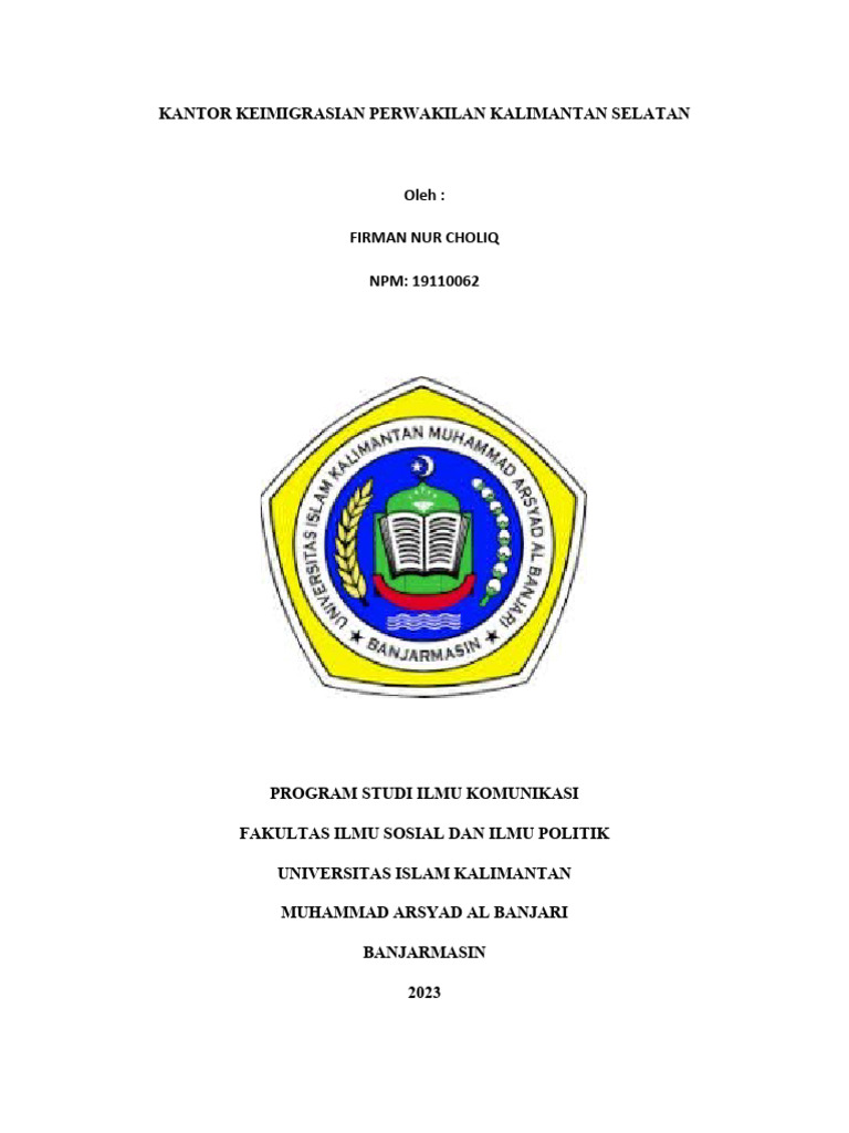 Laporan Magang Di Kantor Imigrasi Perwakilan Kalsel-1 | PDF