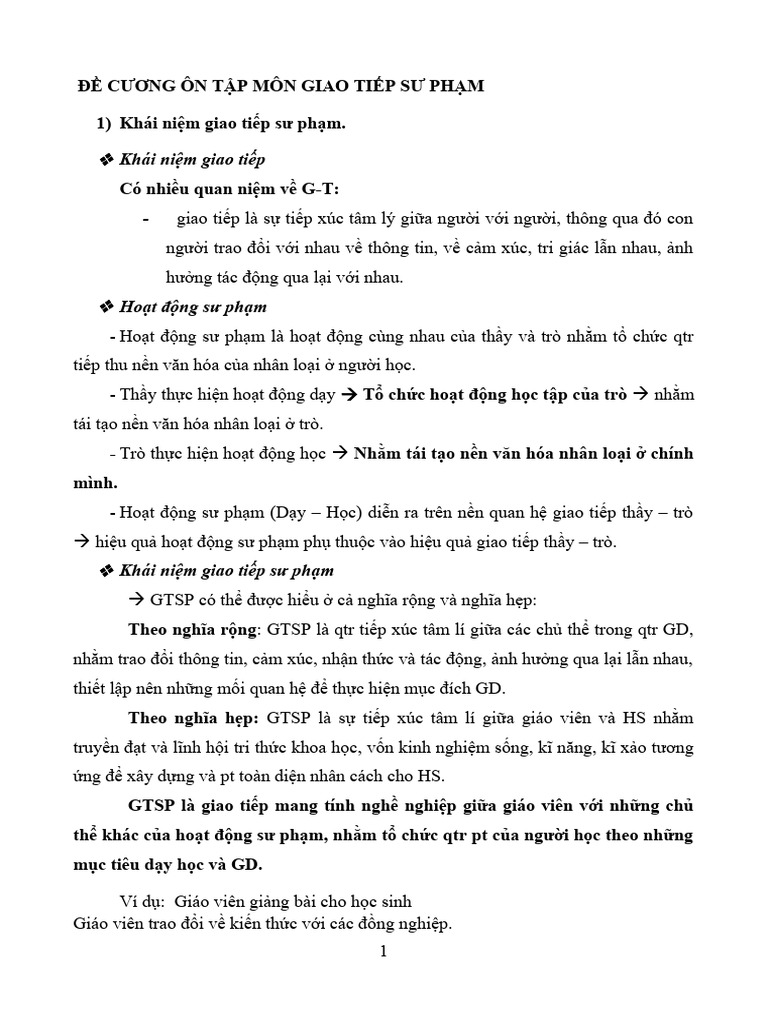 Đề cương GTSP | PDF