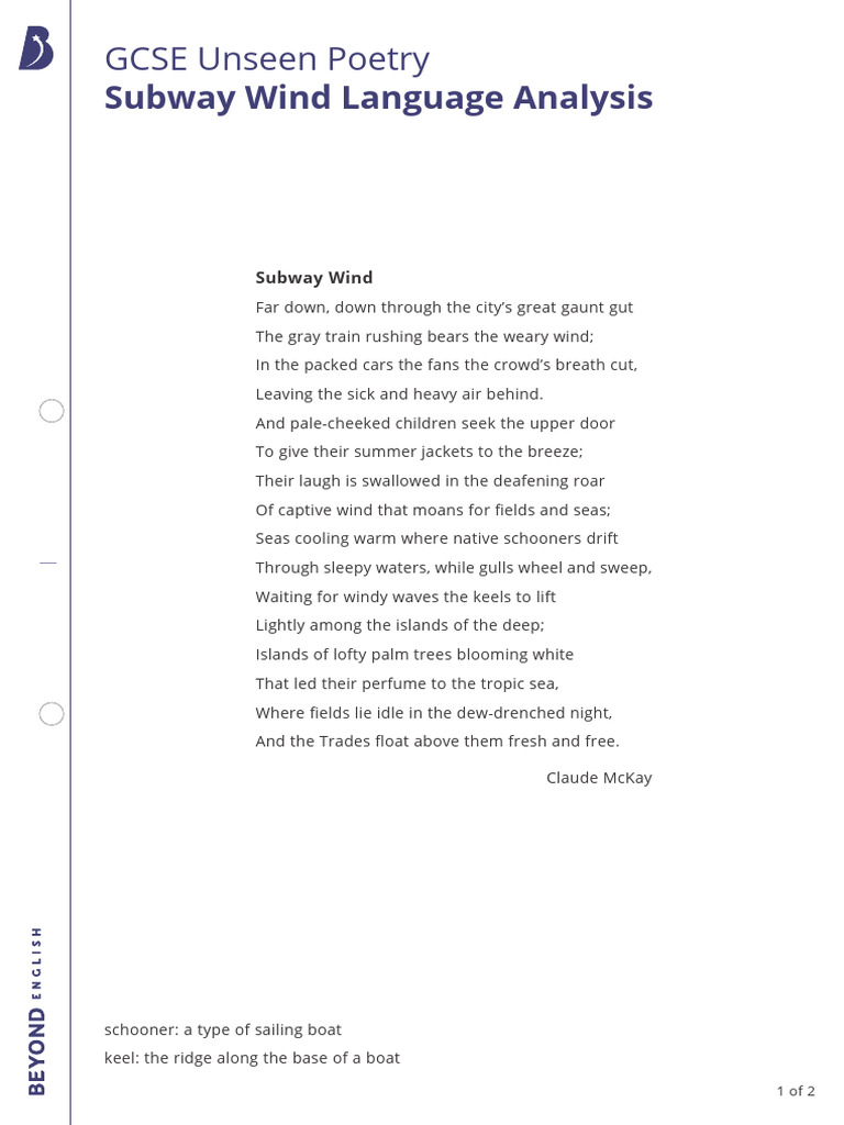 Subway Wind Language Analysis Sheet HA | PDF