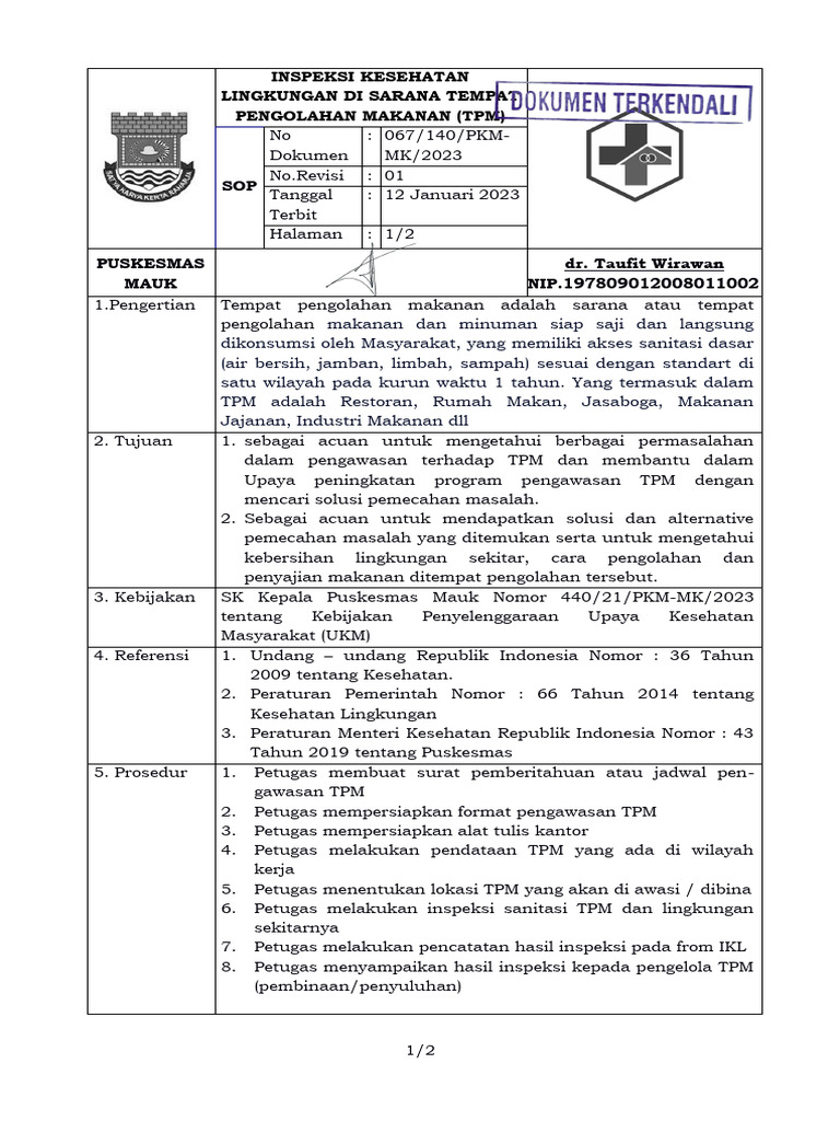 SOP IKL TPM PKM Mauk 2023 | PDF | Pengembangan Diri | Sains & Matematika