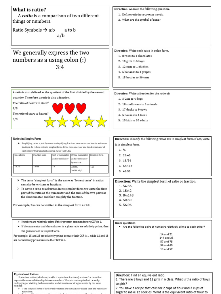 MATHEMATICS-CARDS | PDF | Ratio | Elementary Mathematics
