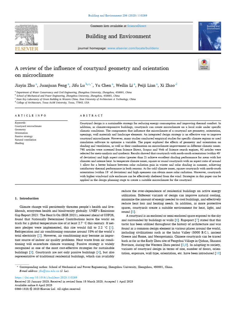 Courtyard Geometry's Impact on Microclimate | PDF | Heat Transfer ...