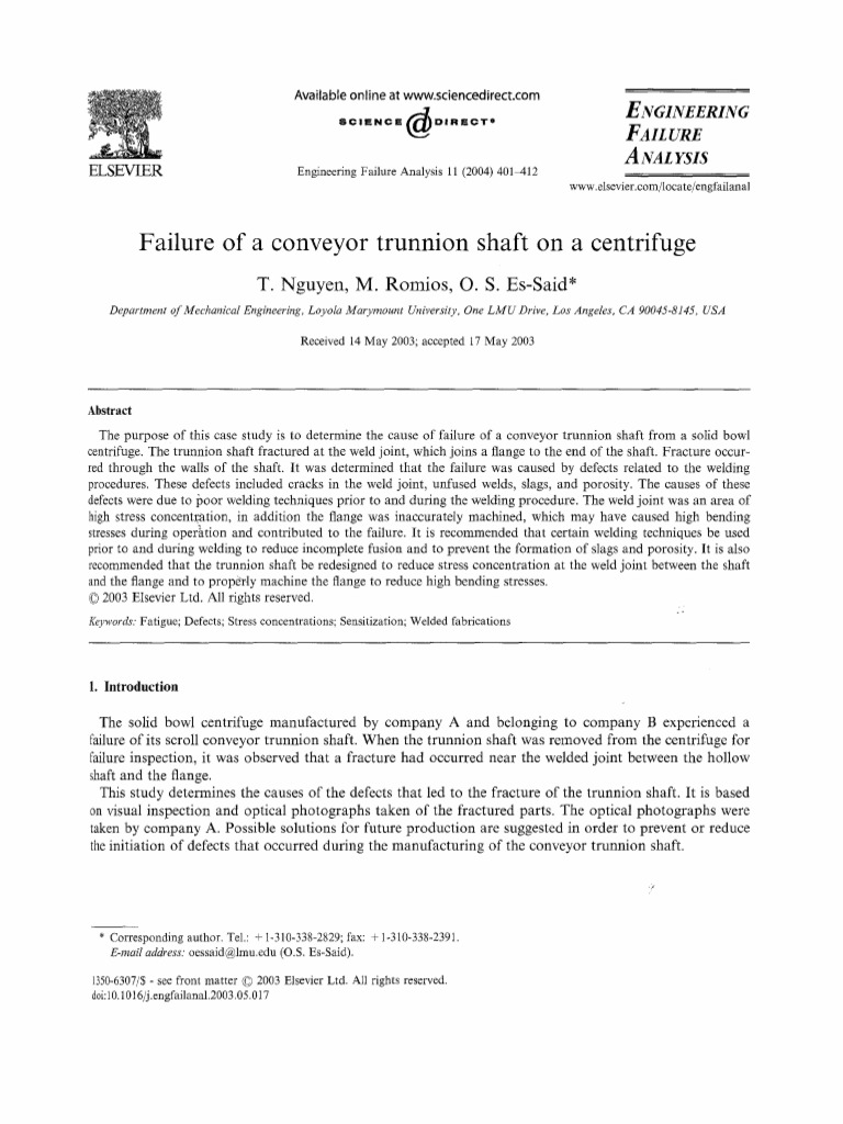 C.coek - Info - Failure of A Conveyor Trunnion Shaft On A Centrifu ...
