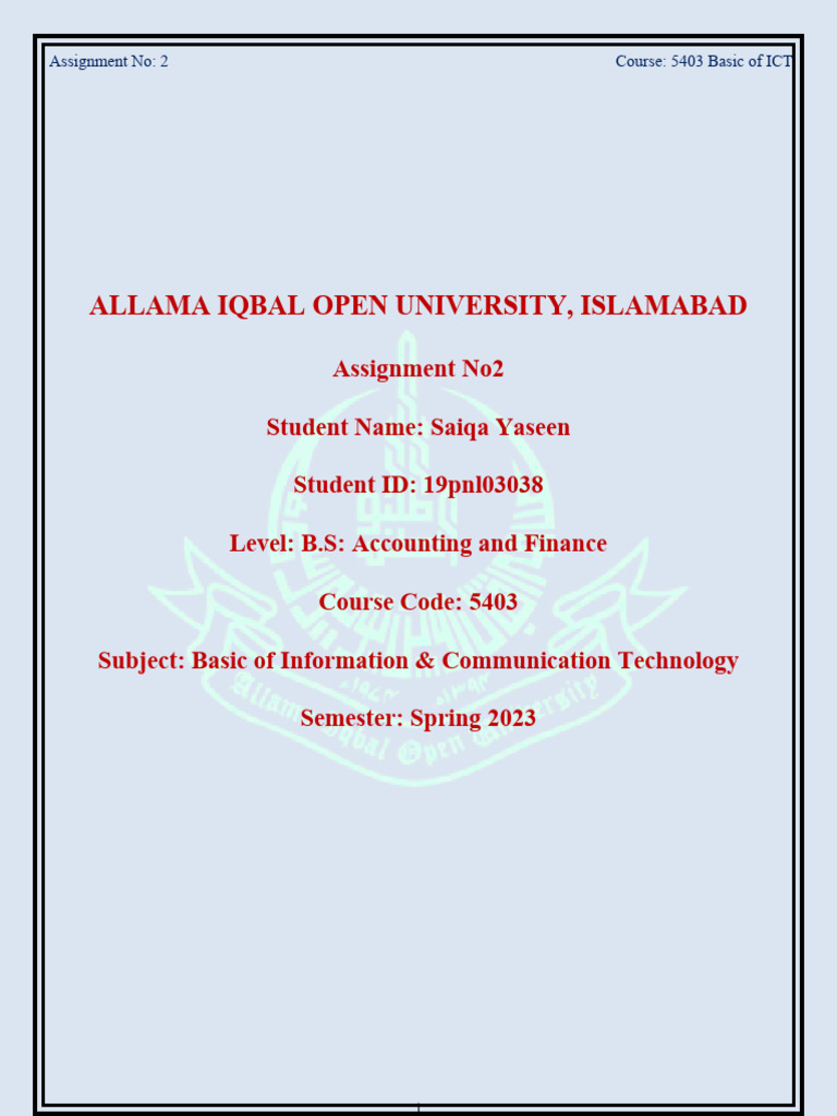 5403 Basic of ICT | PDF