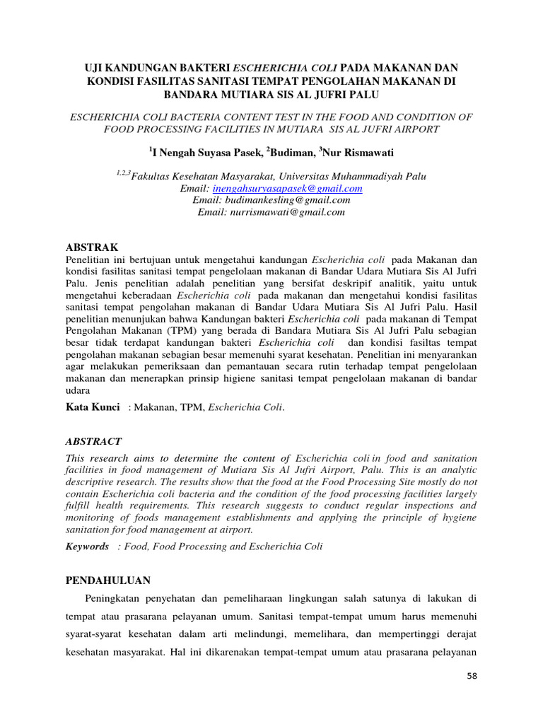 Uji Kandungan Bakteri Escherichia Coli Pada Makanan Dan | PDF