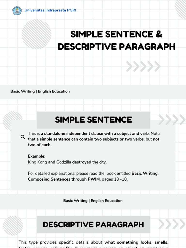 9 Simple Sentence & Descriptive Paragraph | PDF | Career & Growth | Foreign Language Studies