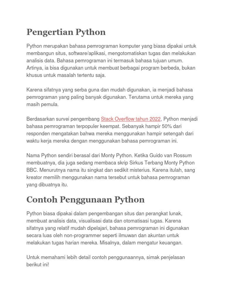 Mengenal Bahasa Pemrograman Python | PDF