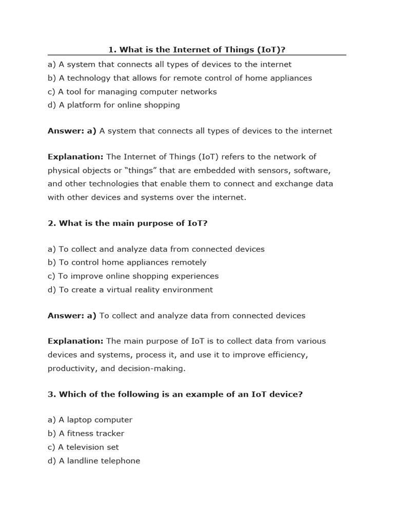 Iot MCQ Unit I | Download Free PDF | Internet Of Things | Home Automation