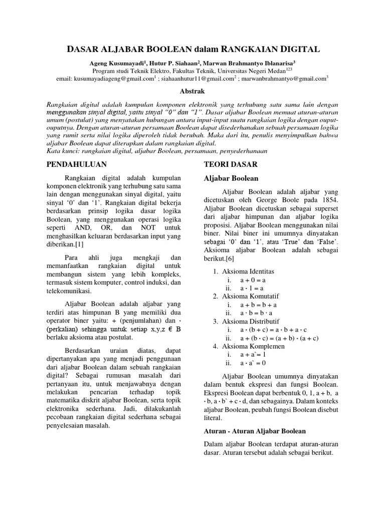 Dasar Aljabar Boolean dalam Rangkaian Digital | PDF