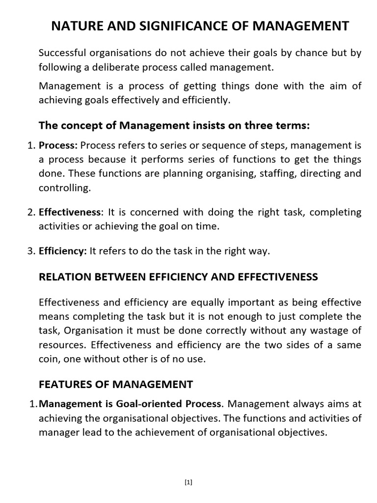 Nature and Significance of Management | PDF | Science | Employment