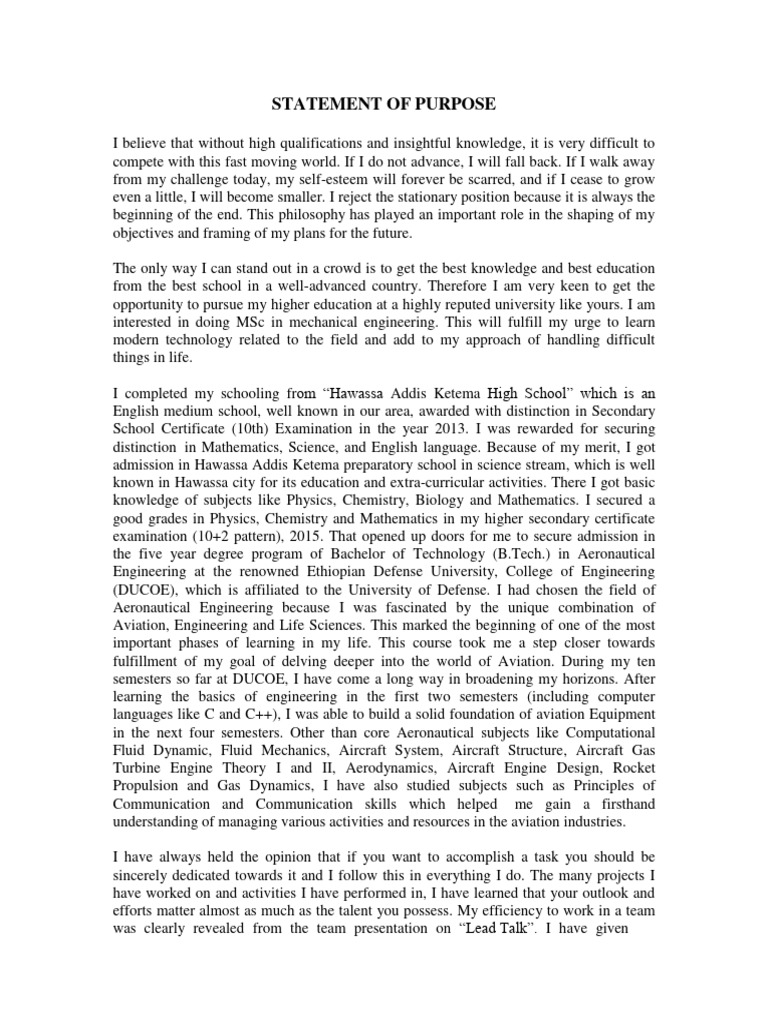 Statement-Of-Purpose For UAE | PDF | Aerospace Engineering | Engineering