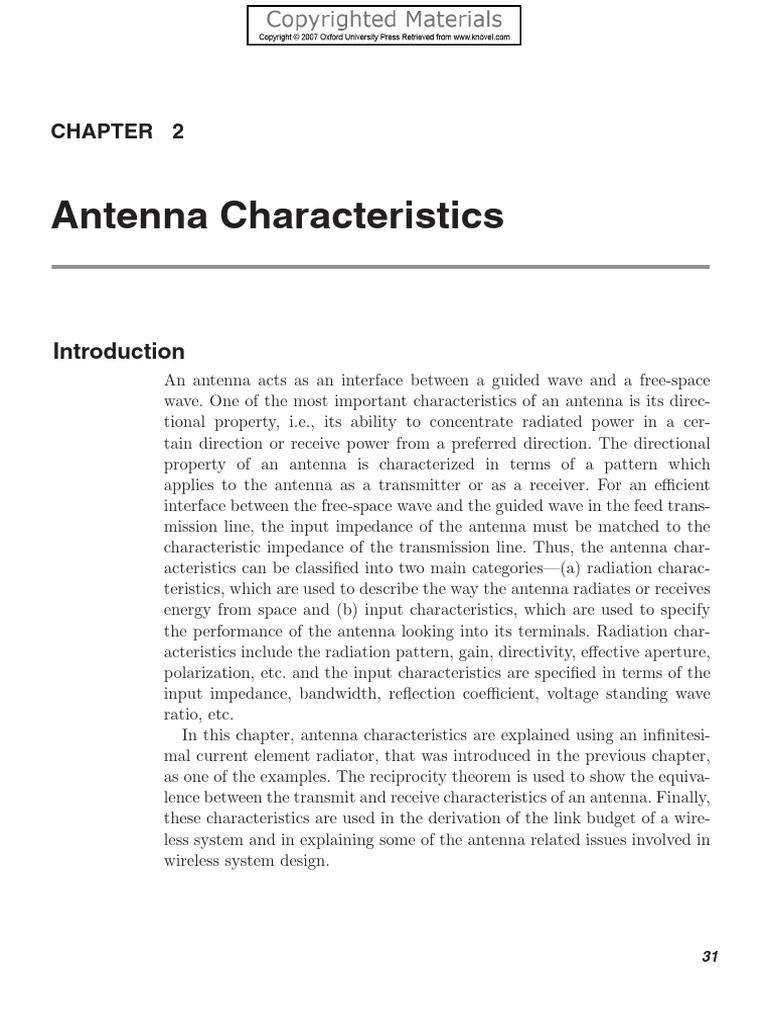 Chapter Antennas Characteristics | PDF | Antenna (Radio) | Transmission ...