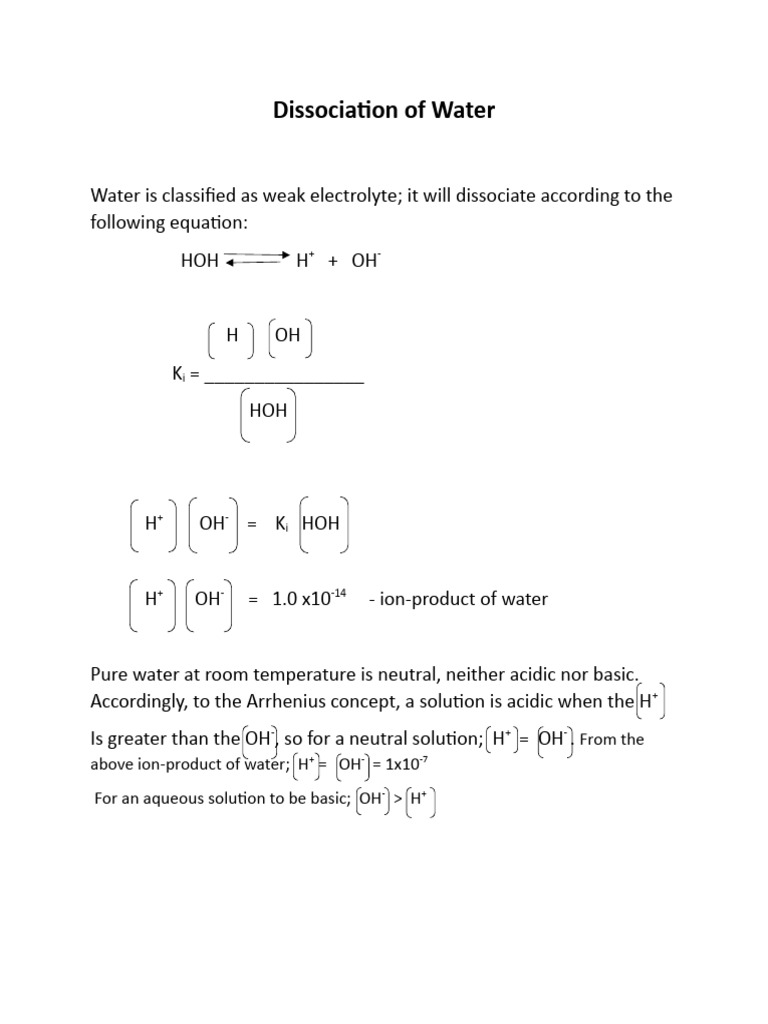 LECTURE 4.6 DISSOCIATION OF WATER and PH | PDF