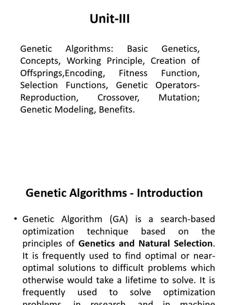Unit-III Genetic Algorithm | PDF | Genetic Algorithm | Mathematical Optimization