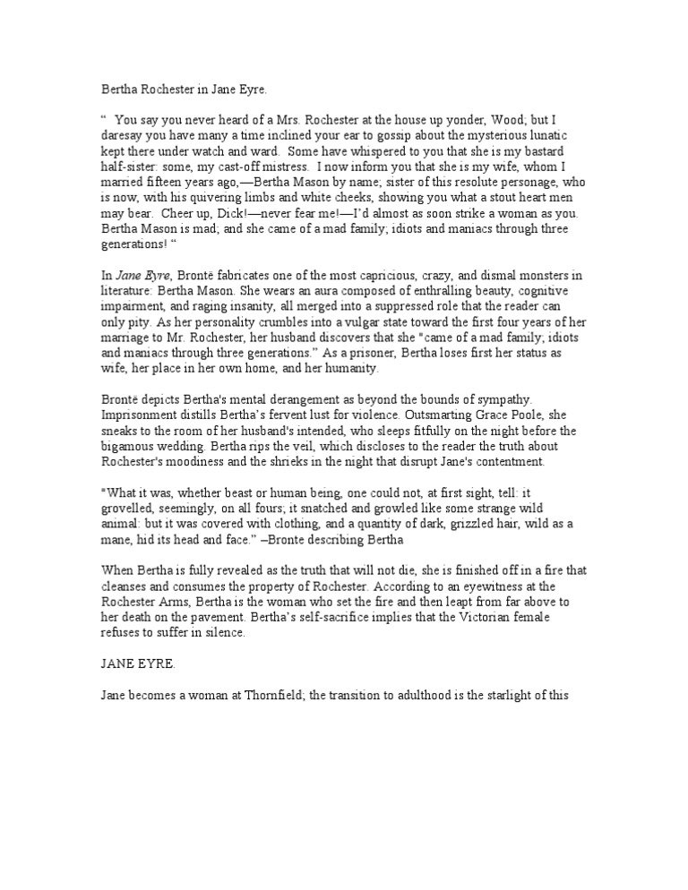 Bertha Rochester in Jane Eyre | PDF