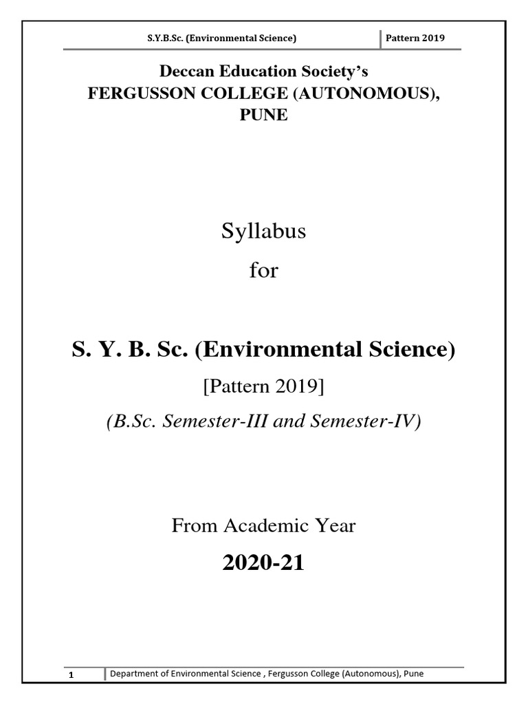S.Y.B.Sc. Environmental Science Syllabus | PDF | Soil | Ecology