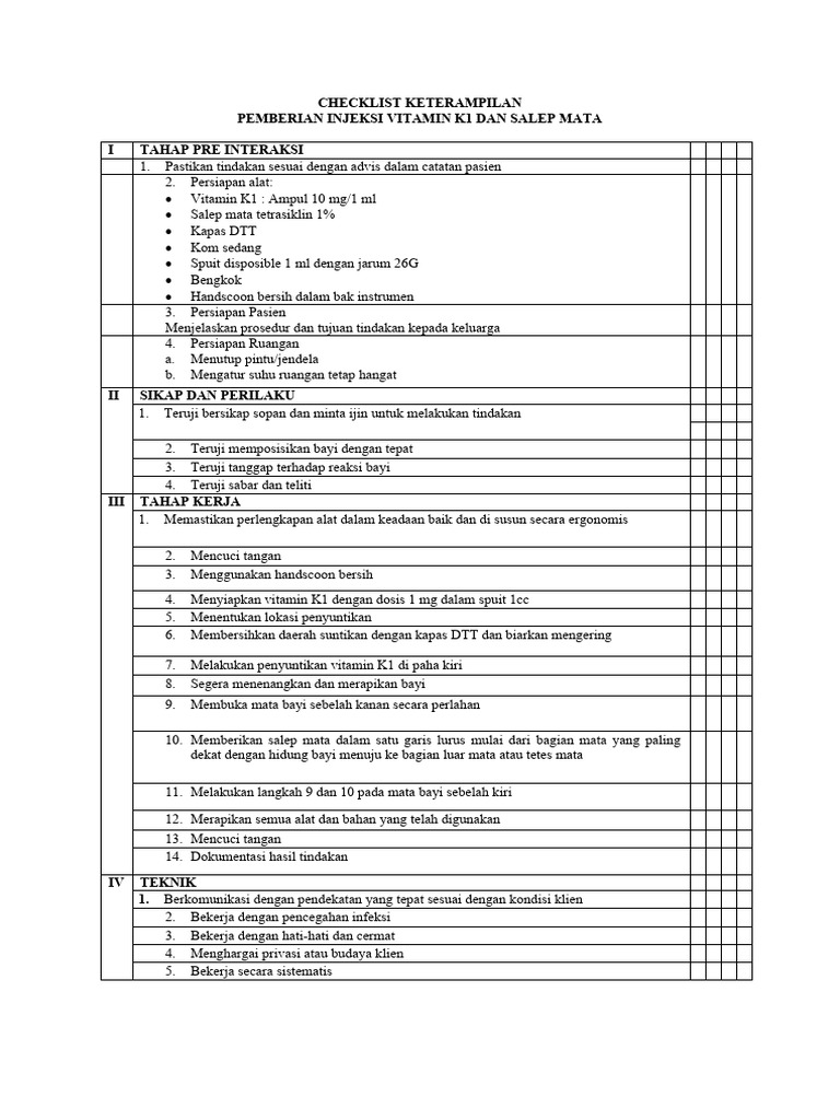 Injeksi Vitamin K1 Dan Salep Mata | PDF
