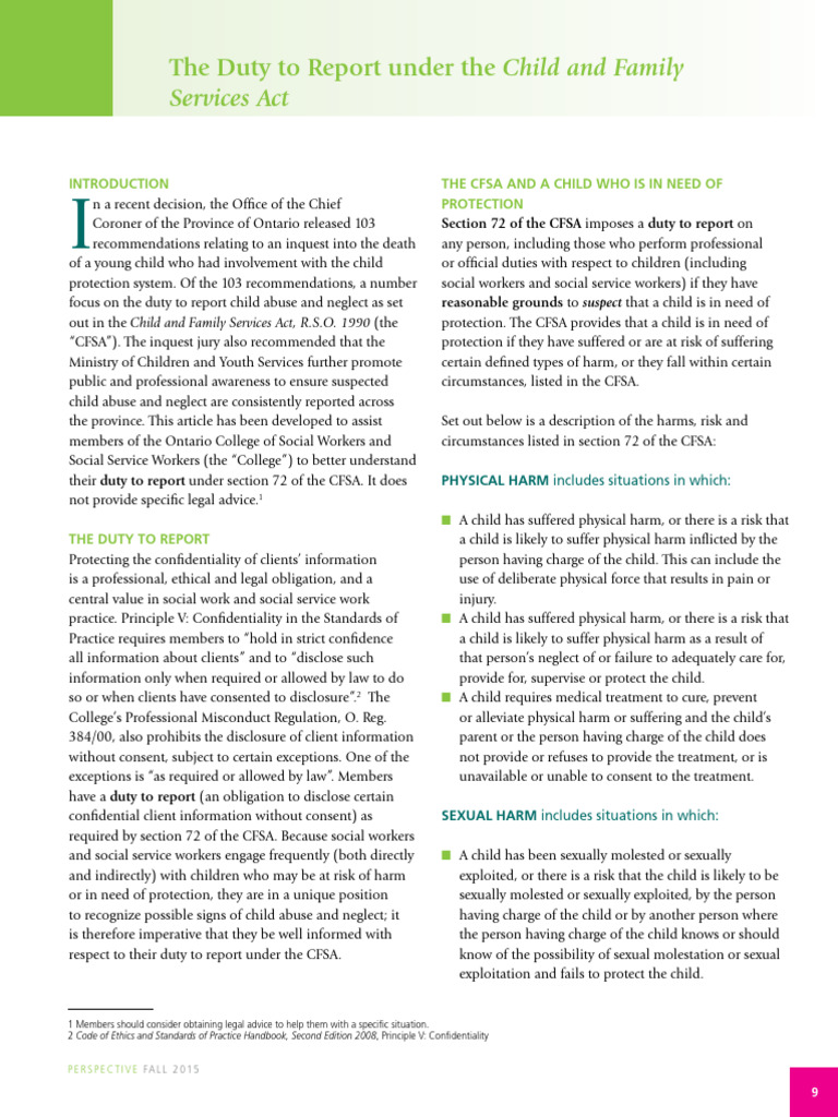 Duty To Report | PDF | Confidentiality | Child Neglect
