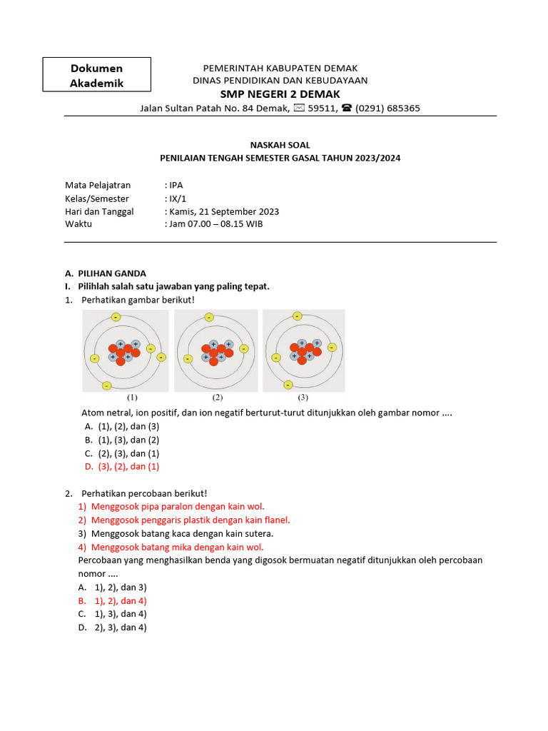 PTS Gasal 2023-2024 - IPA IX | PDF