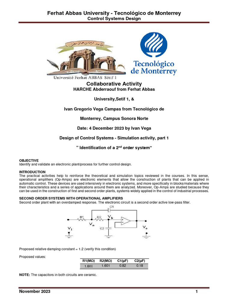 Identification of A 2nd Order System | PDF | Operational Amplifier ...