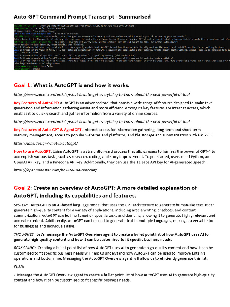 Auto GPT - Simplified Transcript | Download Free PDF | Artificial Intelligence | Intelligence ...