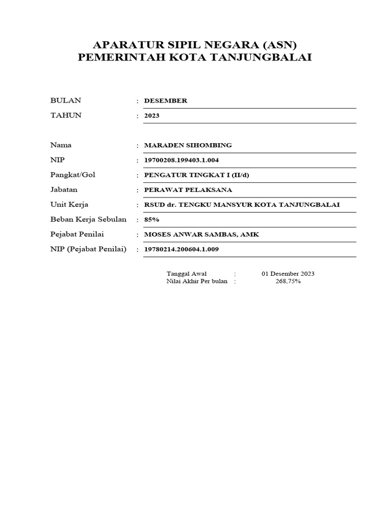 Asli LKH Revisi 2023 Pak Maraden Bulan Desember | PDF